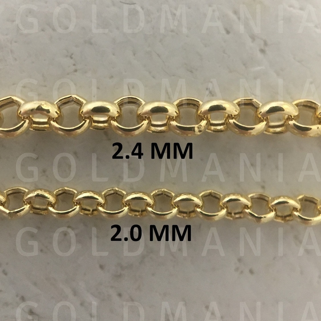 10K Gold Round Link Rolo Link Chain Necklace, 16" 18" 20" Inch, 2mm 2 ...