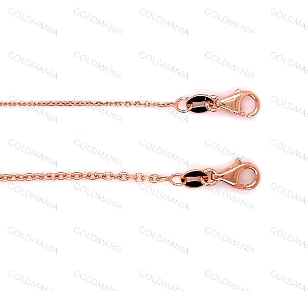 18K Solid Rose Gold Thin Cable Link Chain Necklace, 1mm 1.5mm, 16 18 ...