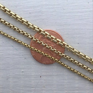14K Yellow Gold Round Box Link Chain Necklace, 16" 18" 20" 22" 24" Inch ...