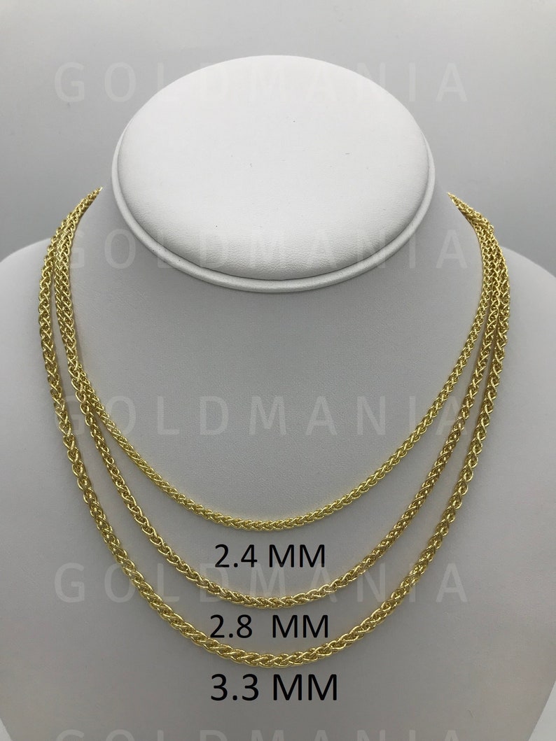 14K Yellow Gold Round Wheat Chain Necklace 16 18 | Etsy