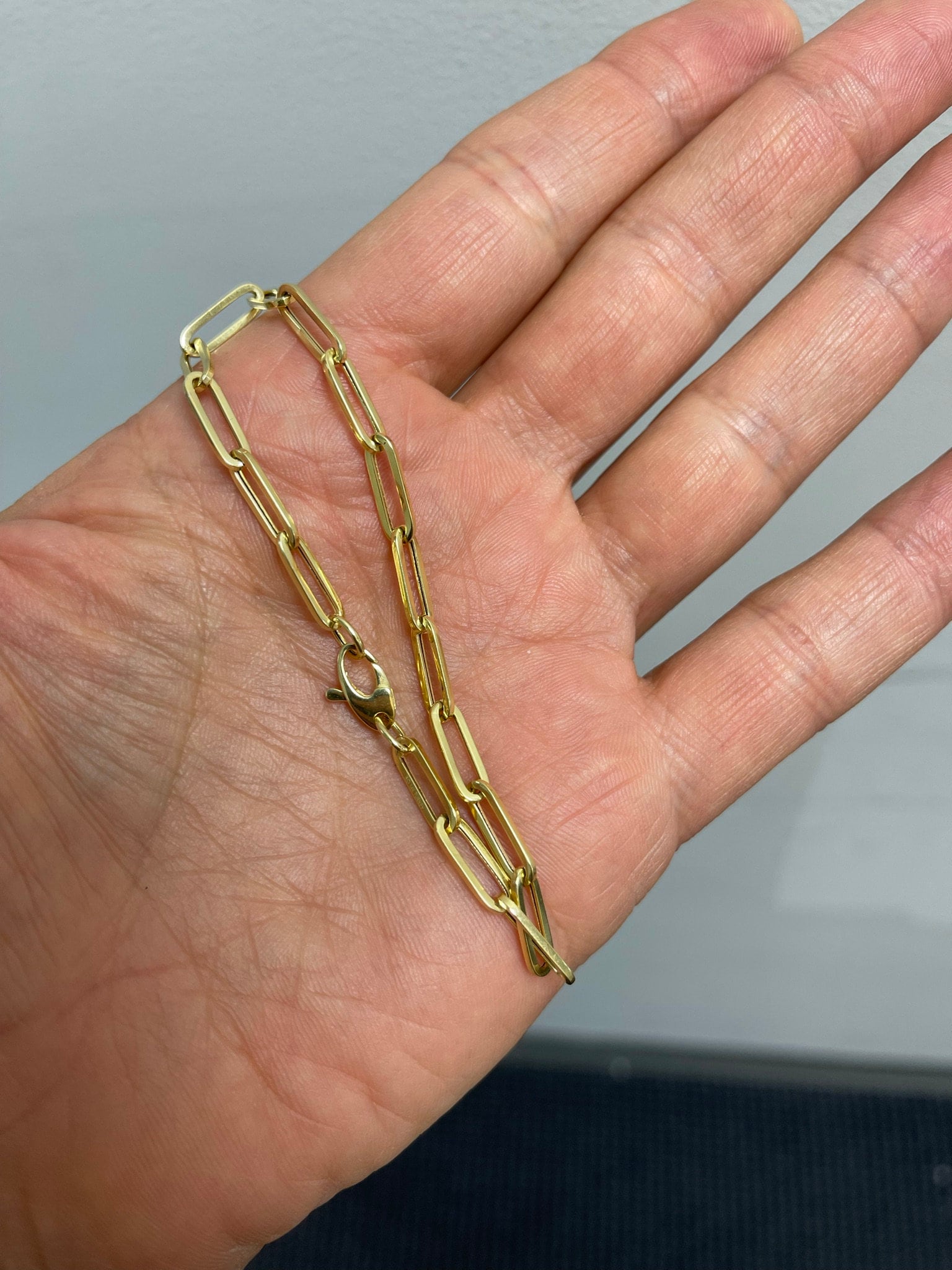 14K Yellow Gold Paperclip Bracelet 7.5 4.2mm Thick - Etsy