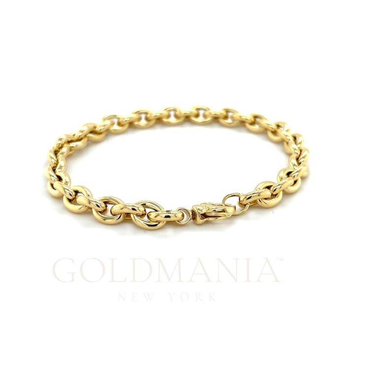 14K Yellow Gold Oval Link Rolo Bracelet: 6.2mm Thick / 7.5" - Etsy Canada