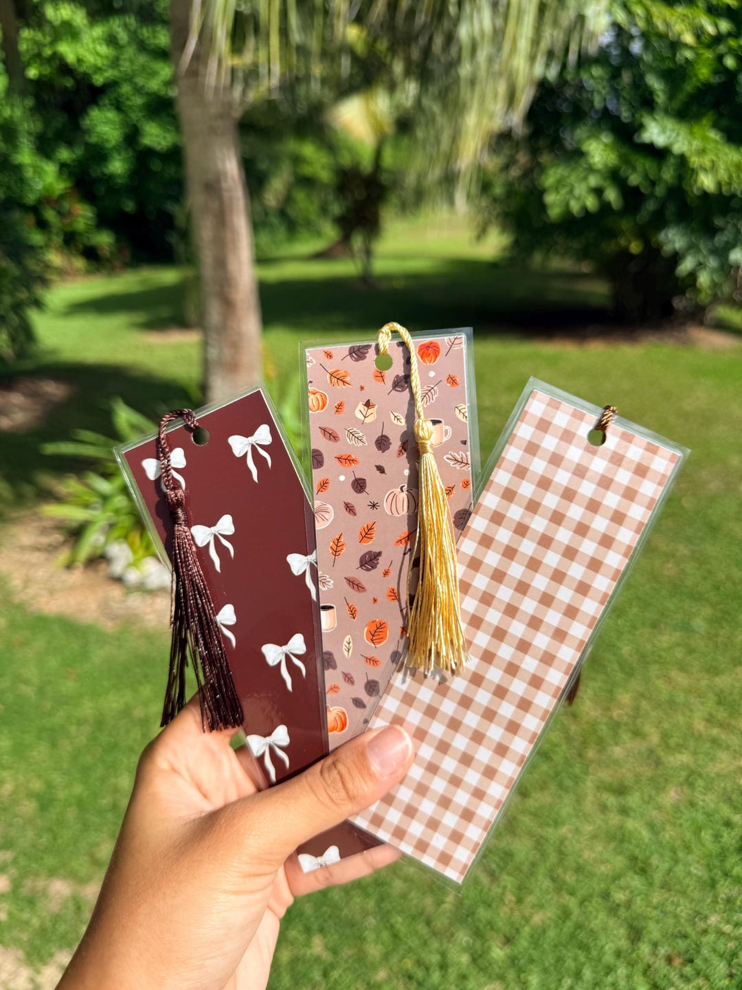 Fall Bookmark Bundle *LAMINATED* Checkered, Bows and Fall Leaves - Etsy