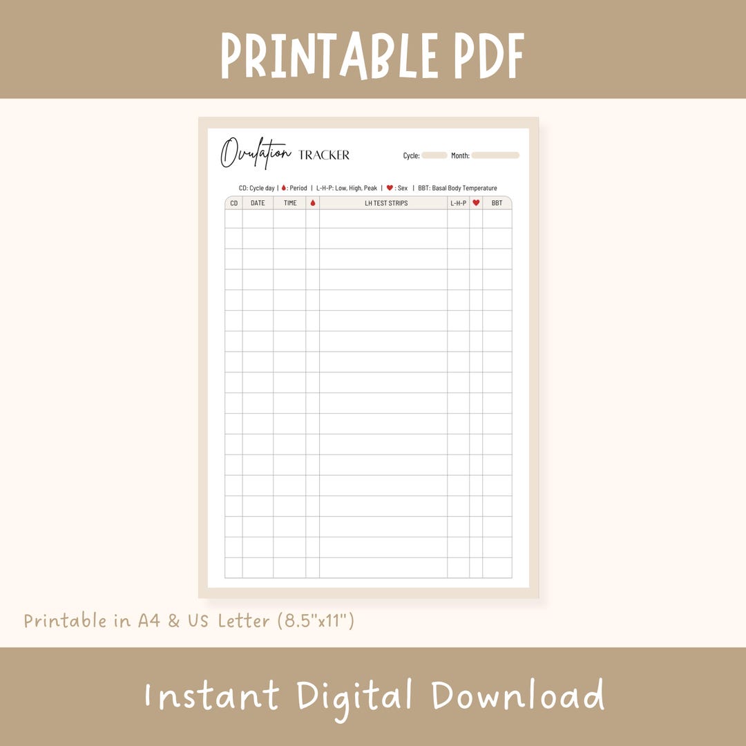 Printable Ovulation Tracker | Fertility Calendar | Digital Download ...