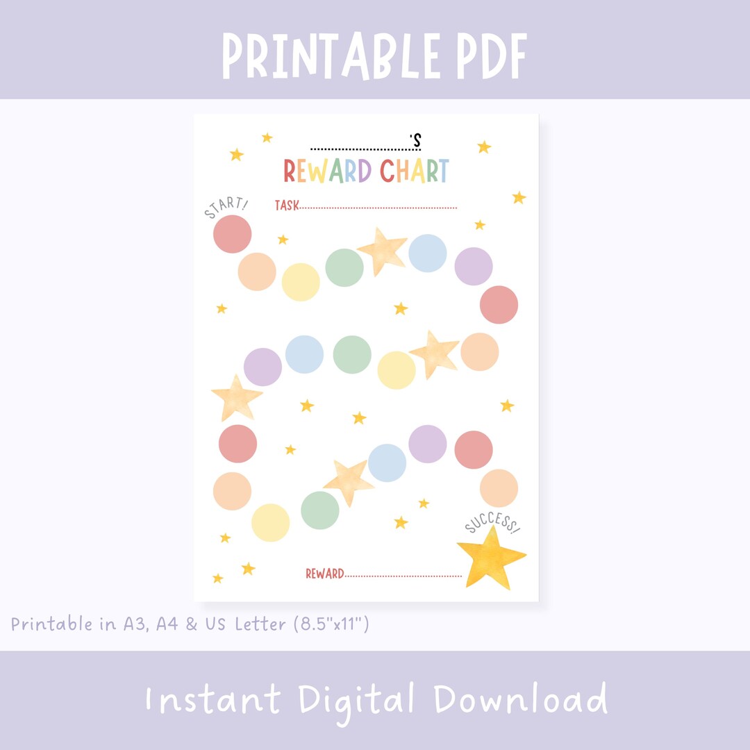 Printable Reward Chart | Pastel Rainbow Behavior Chart for Kids | Task ...