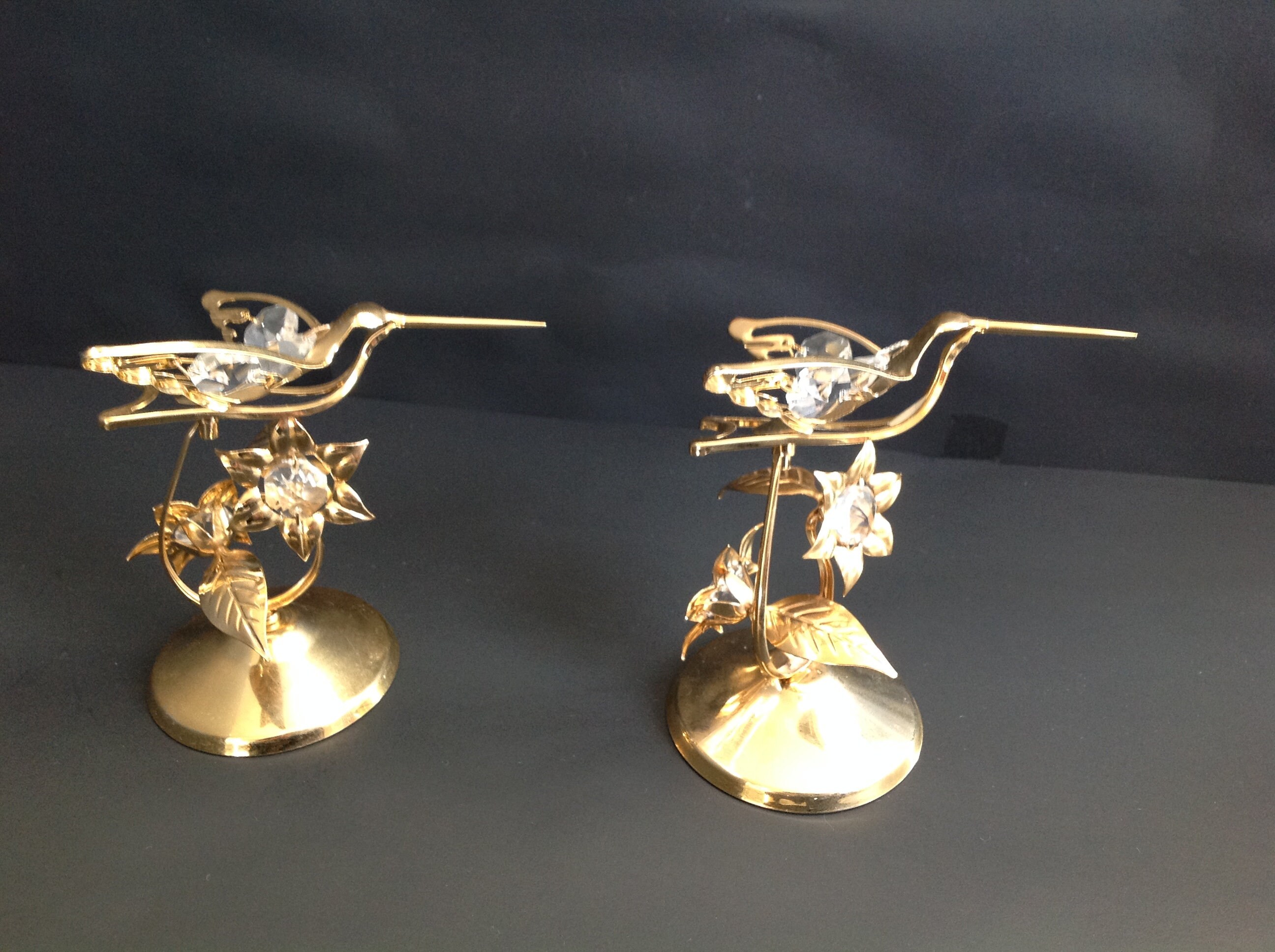 Vintage Austrian Crystal 24K Gold Plated Humming Bird Sun - Etsy