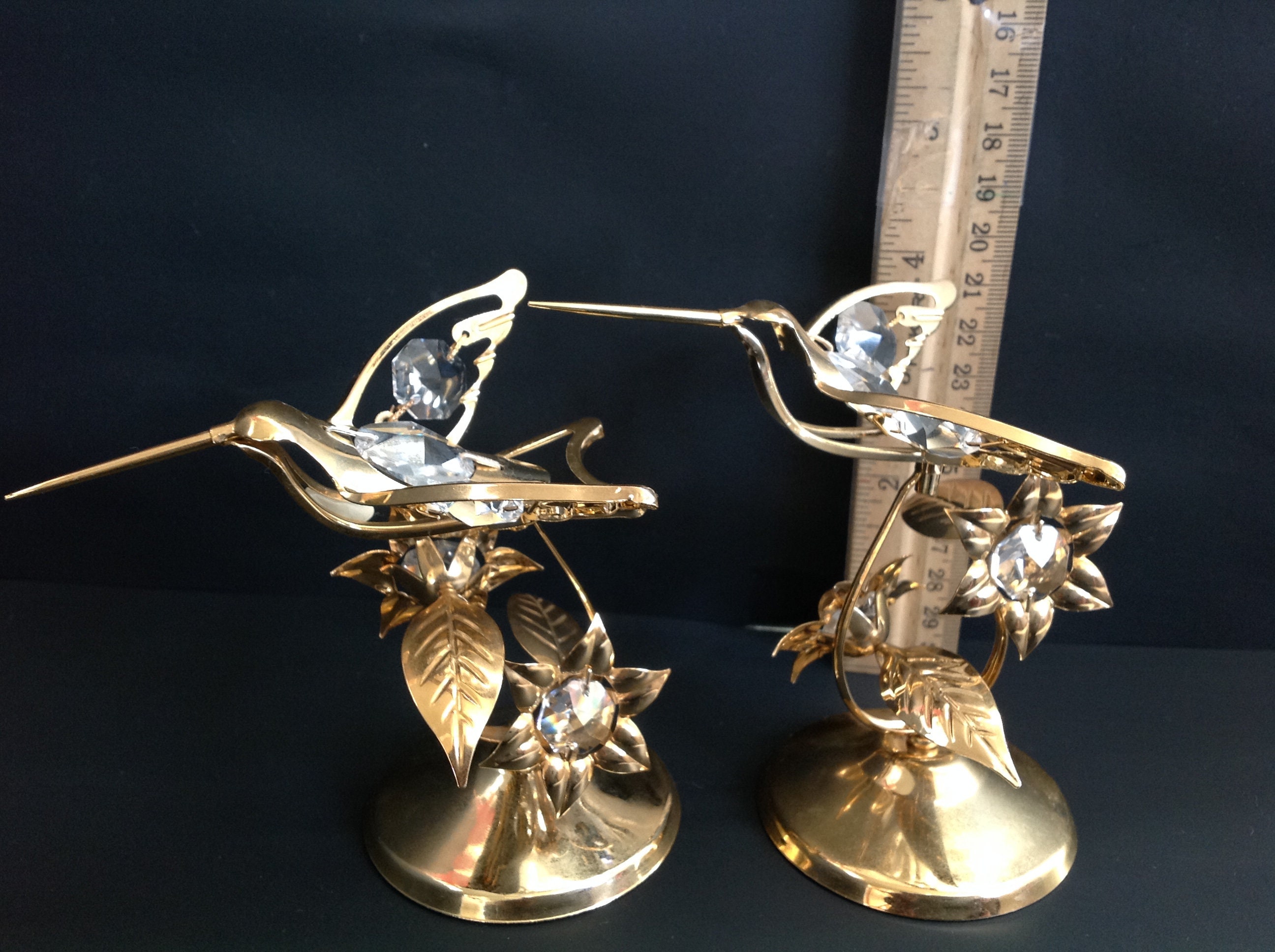 Vintage Austrian Crystal 24K Gold Plated Humming Bird Sun - Etsy