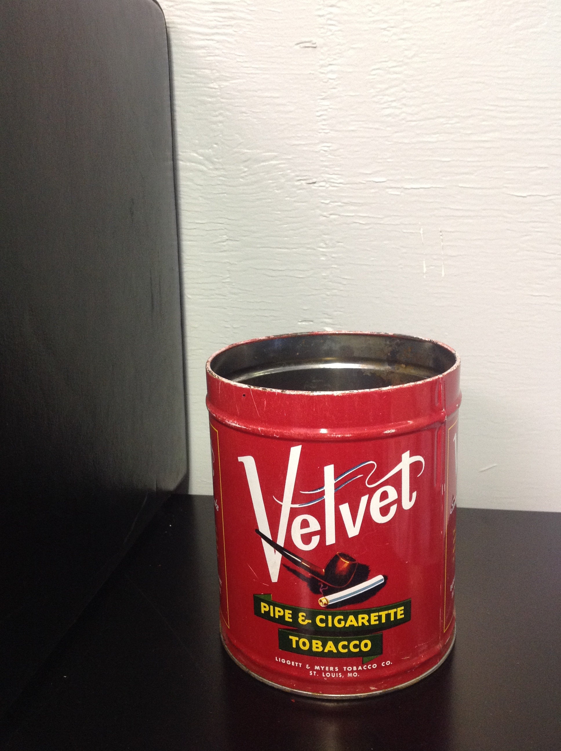Vintage Velvet Pipe & Cigarette Tabacco Tin No Lid - Etsy