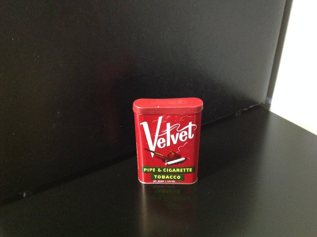 Vintage Velvet Pipe and Cigarette Tobacco Tin - Etsy