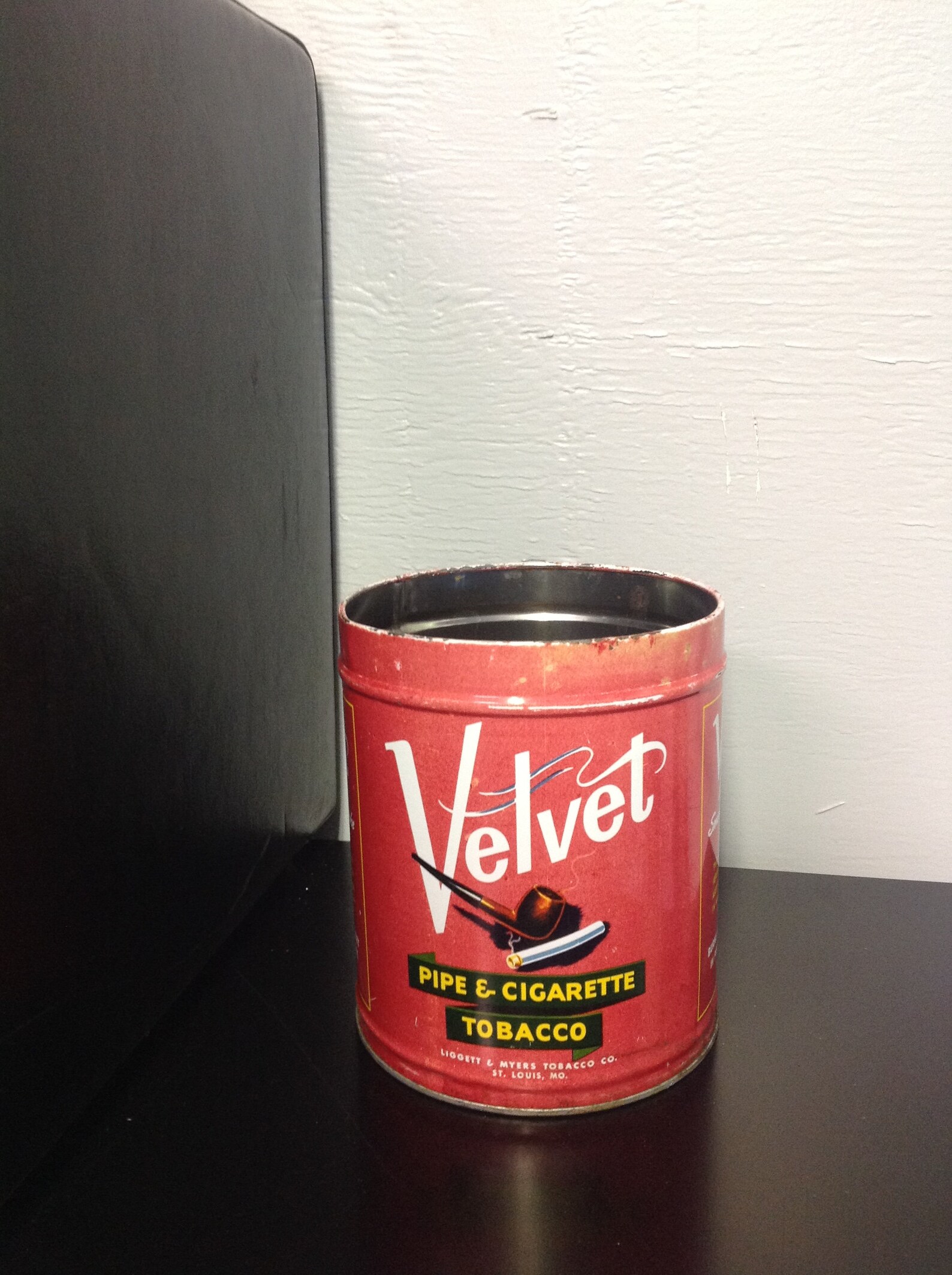 Vintage Velvet Pipe & Cigarette Tabacco Tin No Lid - Etsy