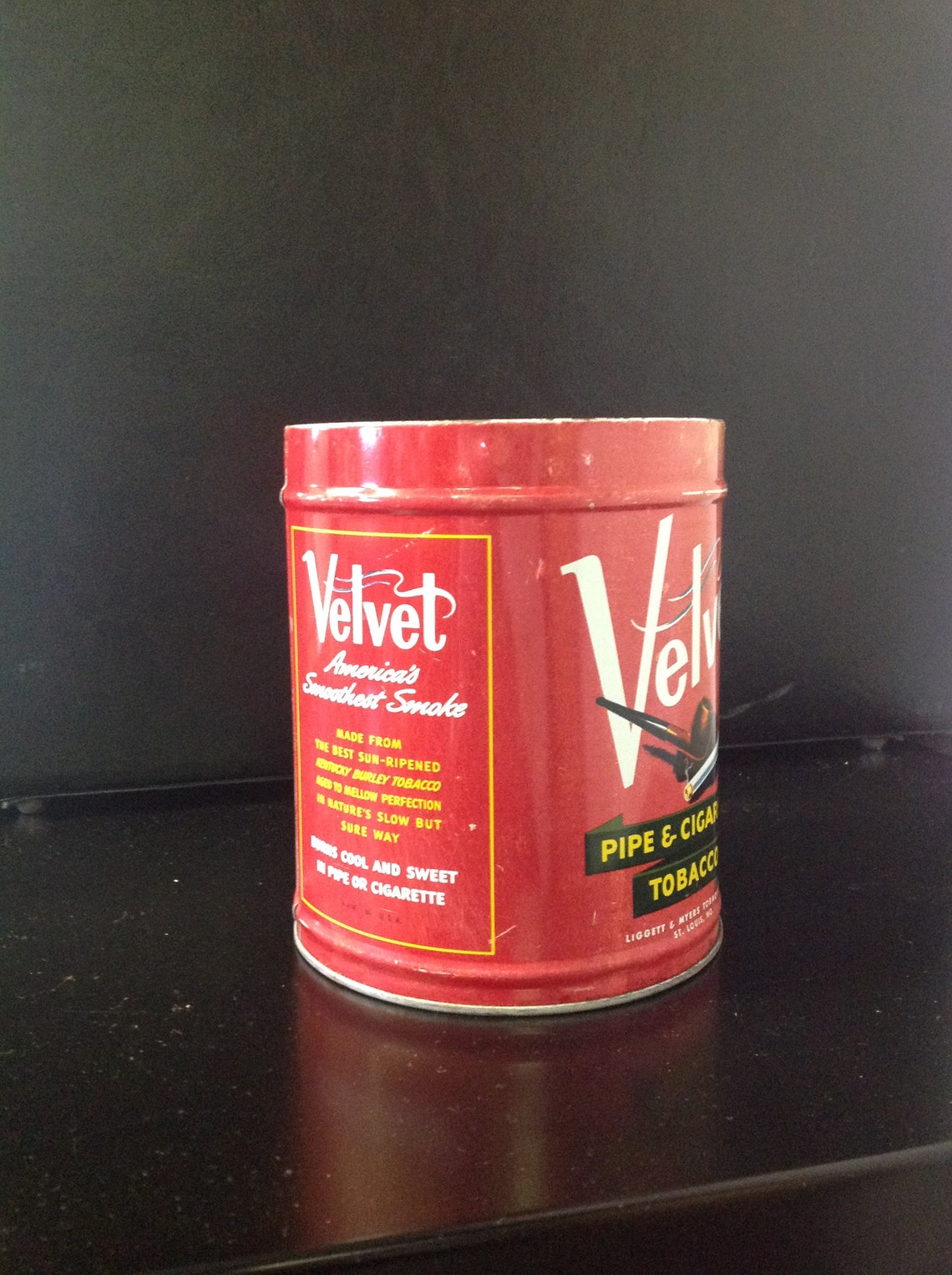 Vintage Velvet Pipe & Cigarette Tabacco Tin No Lid - Etsy