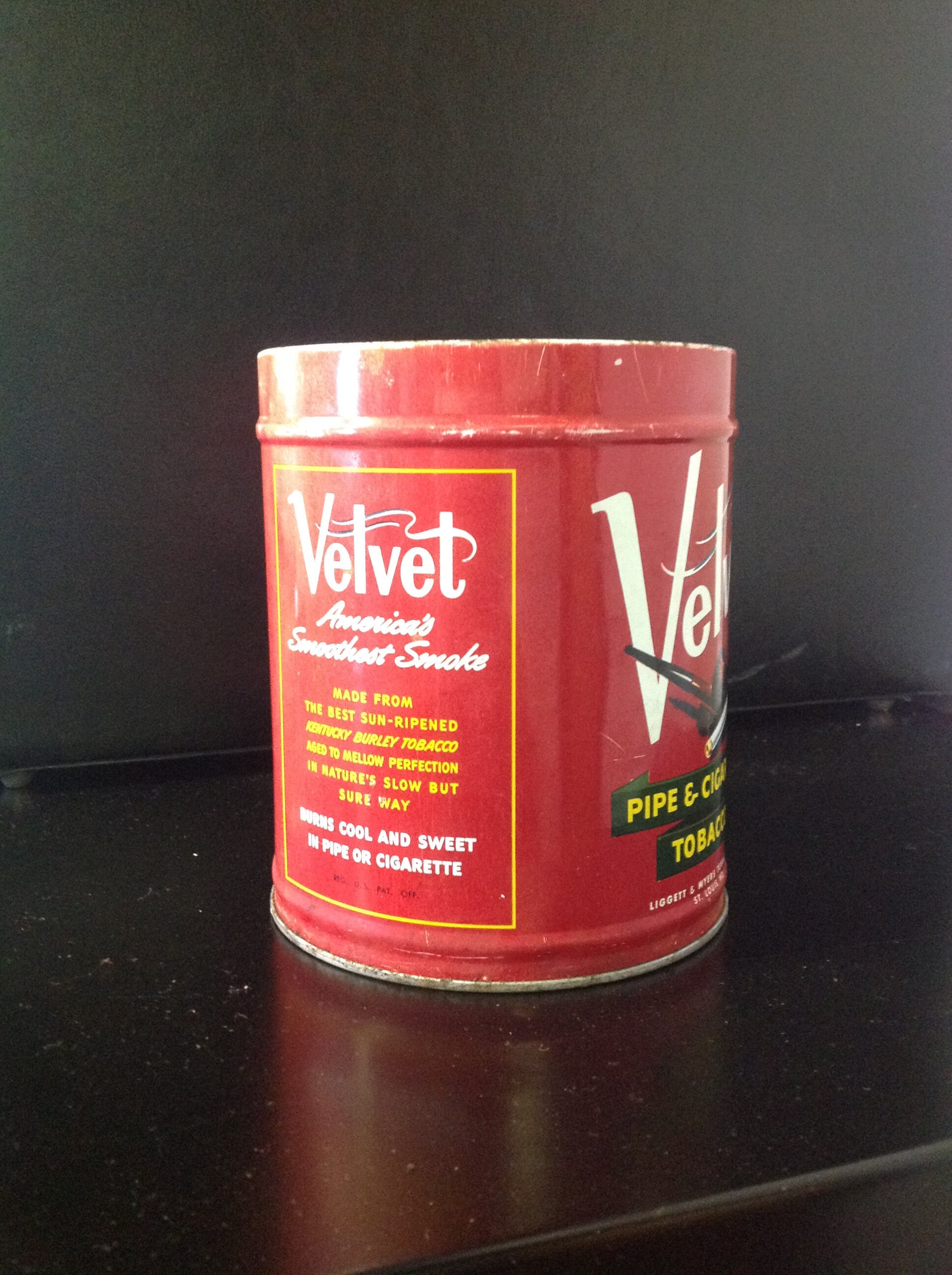 Vintage Velvet Pipe & Cigarette Tabacco Tin No Lid - Etsy