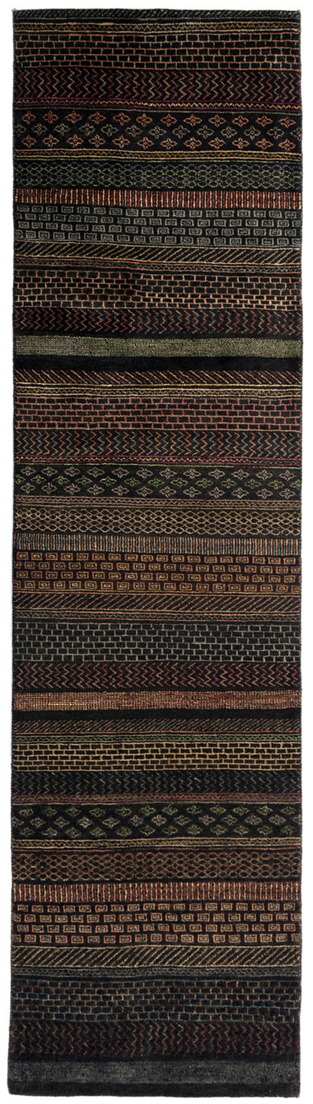 Handmade Afghan Retro Gabbeh Runner 308cm X 80cm / Black Brown ...