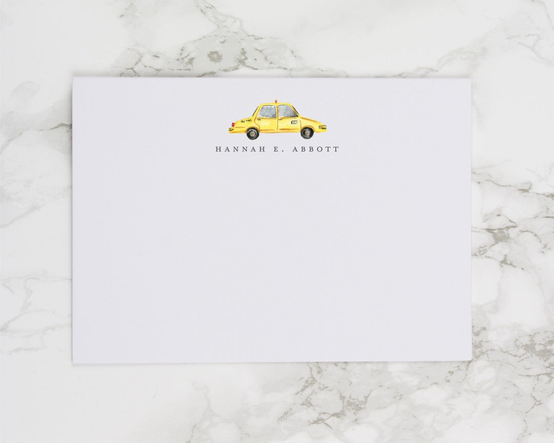 NY Yellow Taxi Cab - Personalized Watercolor Stationery - Etsy