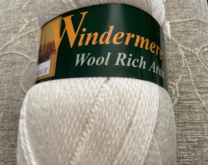 Windermere Wool Rich Aran , 400g Balls Aran ,cream Aran Wool , Shade ...