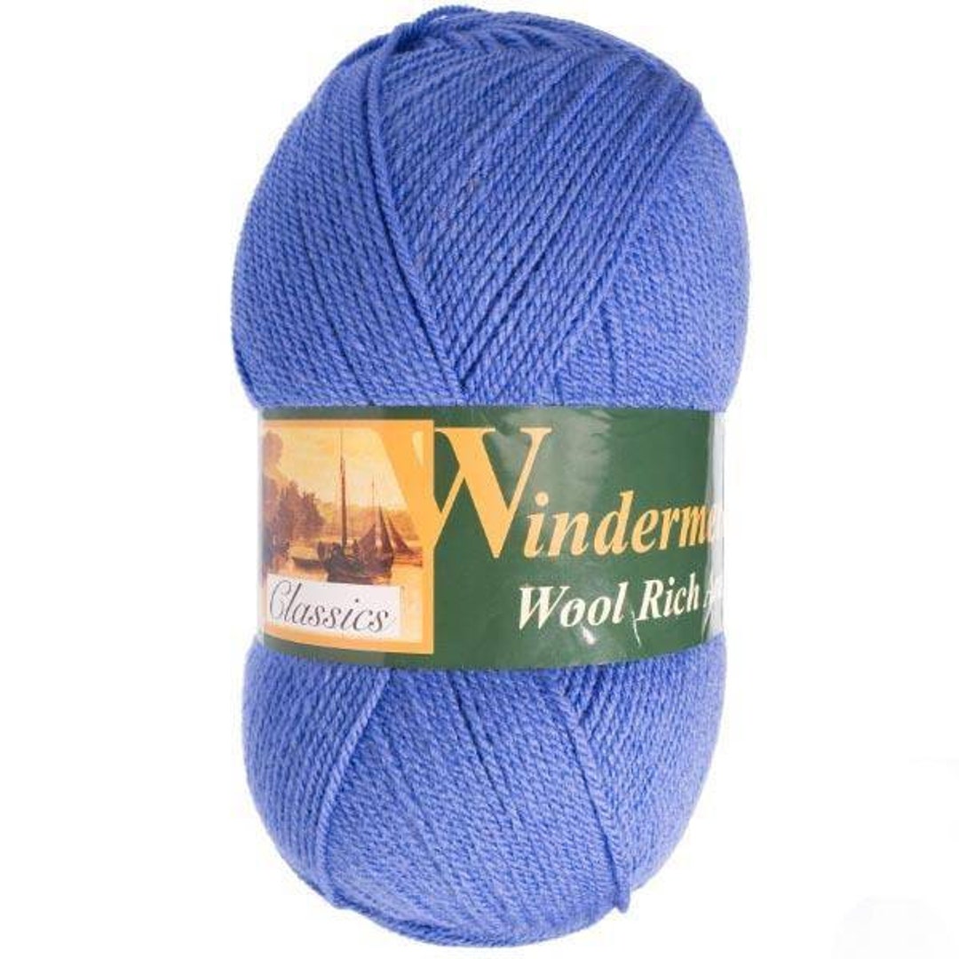 Windermere Wool Rich Aran , 400g Balls Aran , Mid Blue Aran Wool ...