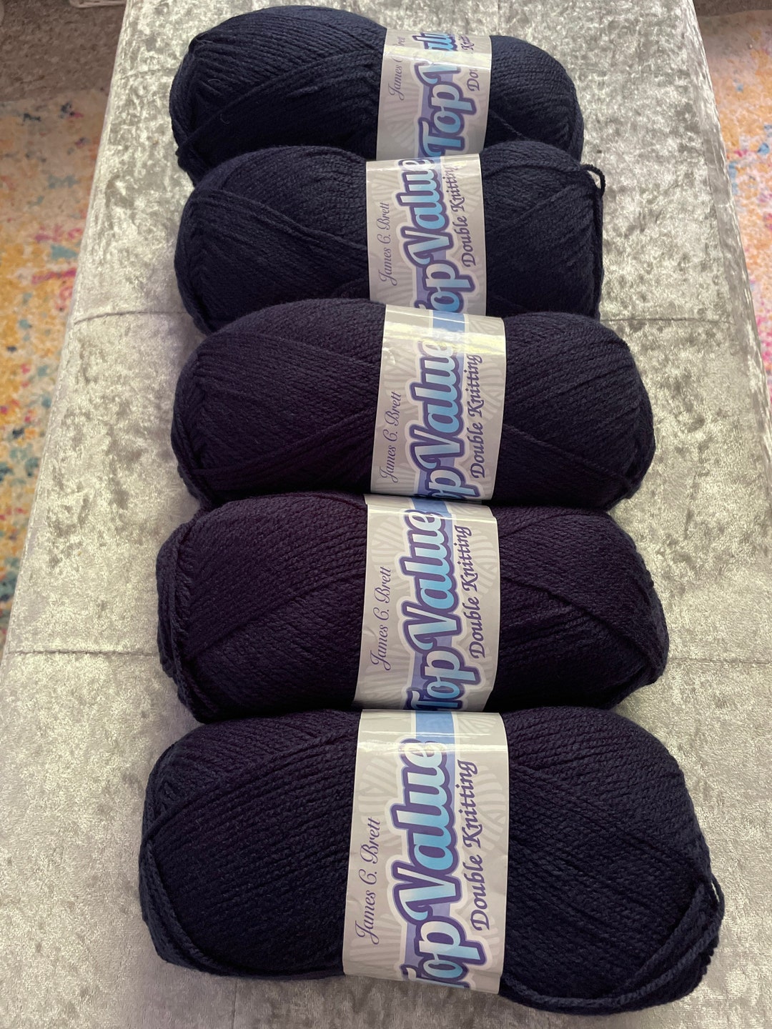 Navy Blue DK Yarn: James Brett Top Value, 500g Acrylic Knitting Bundle ...