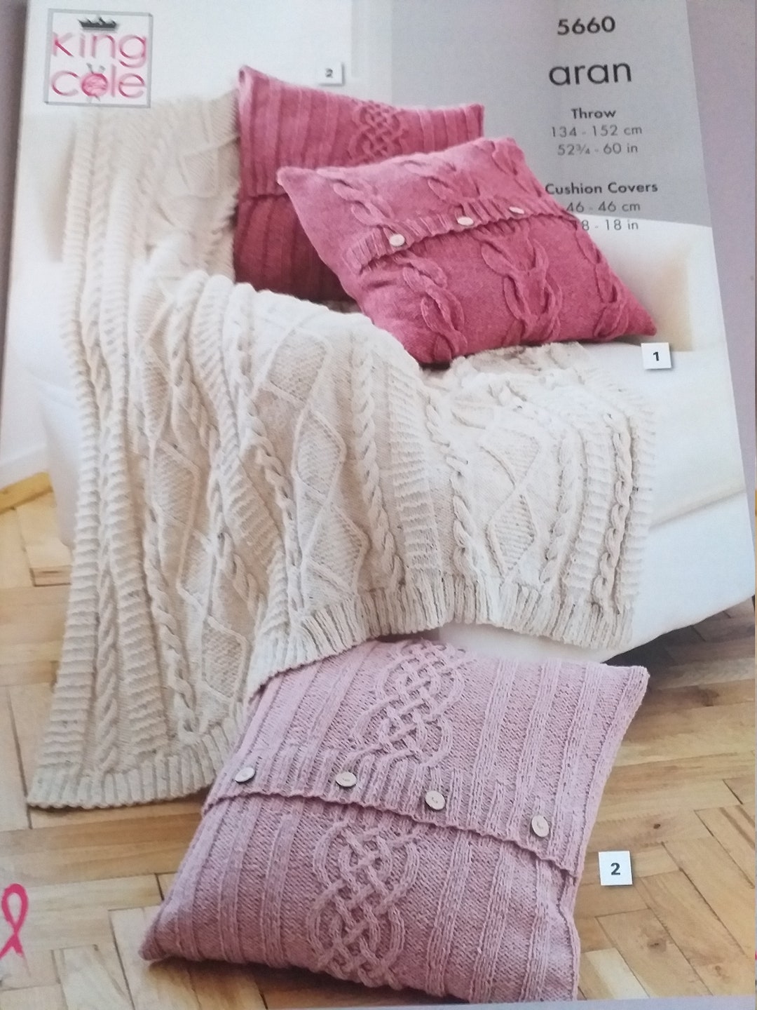 King Cole Pattern 5660 , Aran Patterns , Aran Cushions Pattern ...