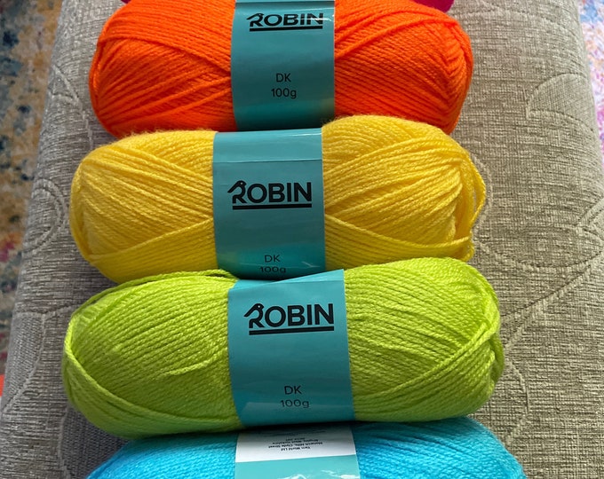 500g Robin Bright Mixed Double Knitting Yarn Pack , Cerise , Orange ...