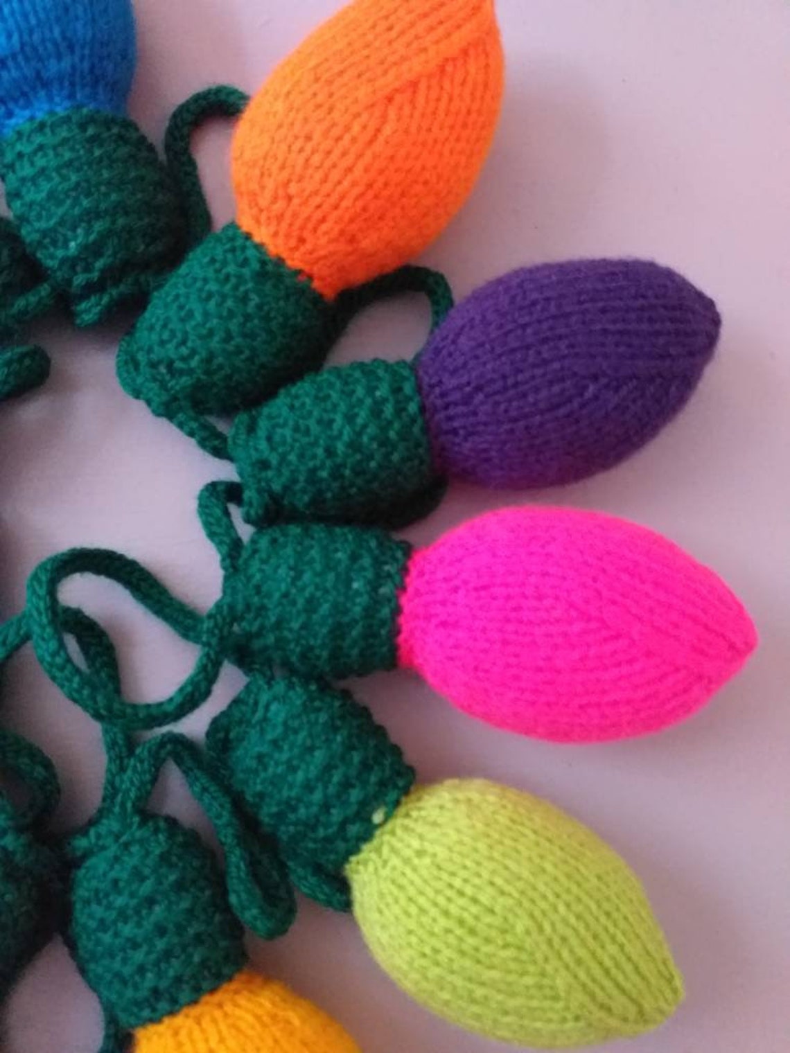 Knitted fairy lights rainbow bunting xmas garland | Etsy