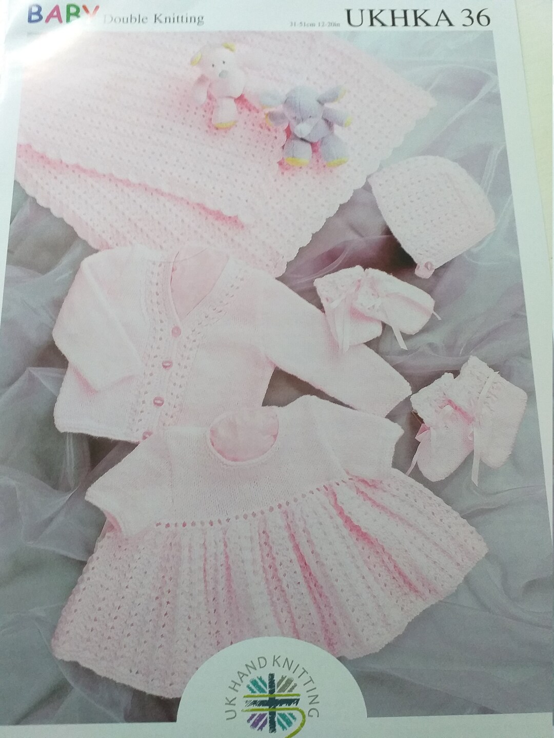UKHKA Knitting Pattern ,baby Lace Cardigan, Baby Dress, Baby Blanket Dk ...