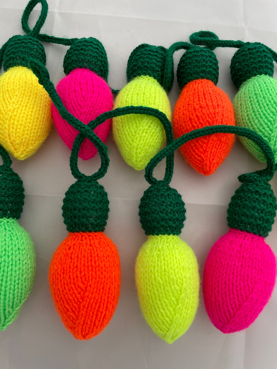 Knitted faux fairy lights neon hanging fairy lights bunting | Etsy