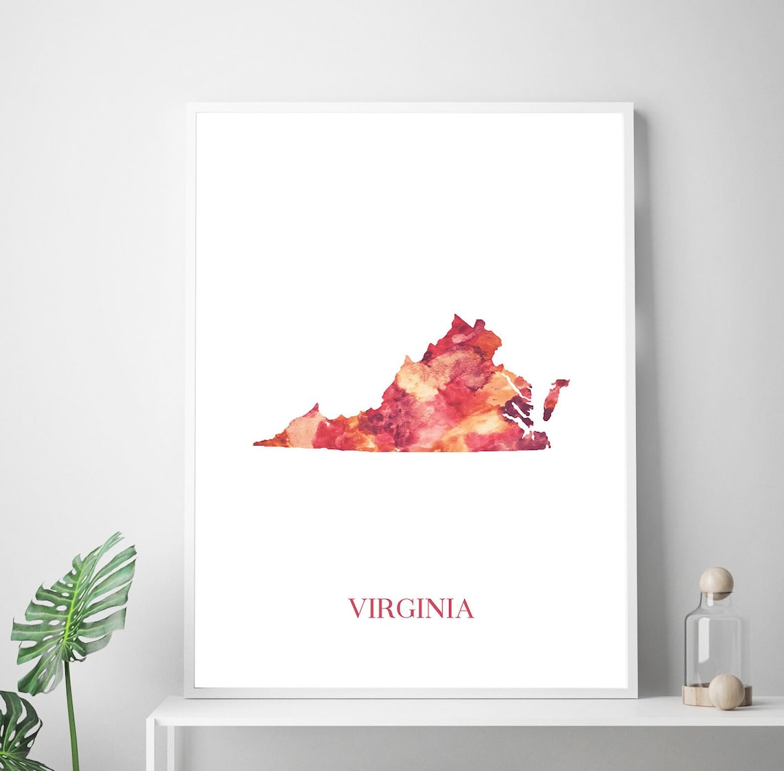 Virginia State Map Printable Wall Art Watercolor Print - Etsy