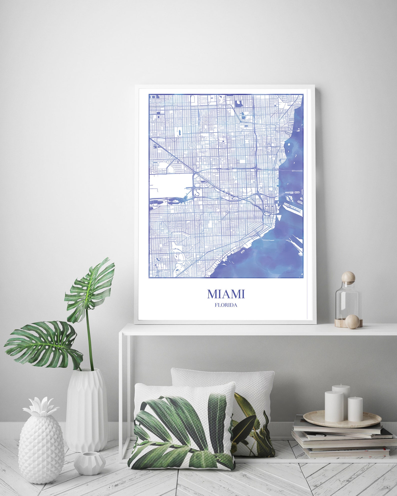 Miami Colorful Wall Art Map Print Office Gift - Etsy