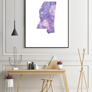 Mississippi Map, Watercolor Print, Digital - Etsy