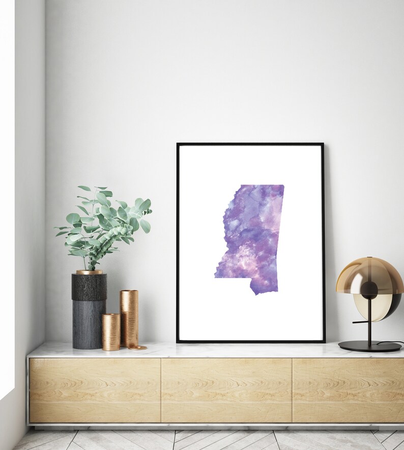 Mississippi Map Watercolor Print Digital - Etsy