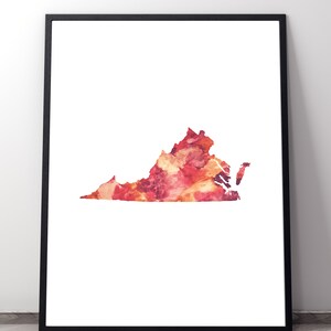 Virginia State Map, Printable Wall Art, Watercolor Print, UVA, Virginia ...