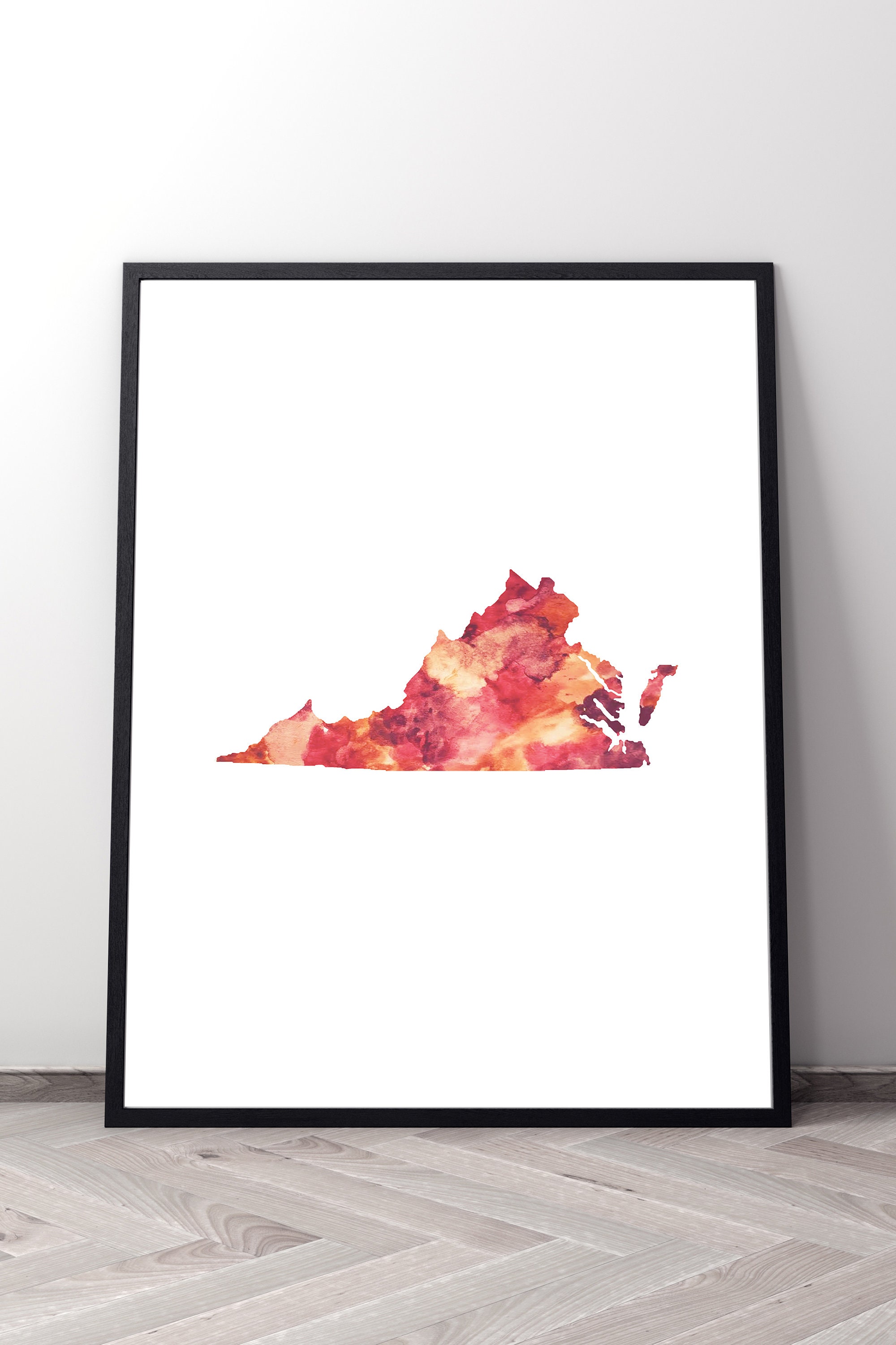 Virginia State Map, Printable Wall Art, Watercolor Print, UVA, Virginia ...