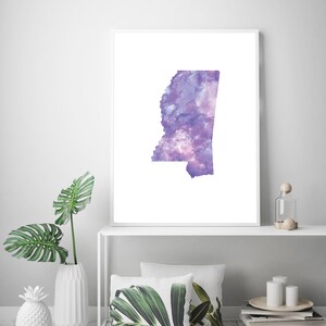 Mississippi Map, Watercolor Print, Digital - Etsy