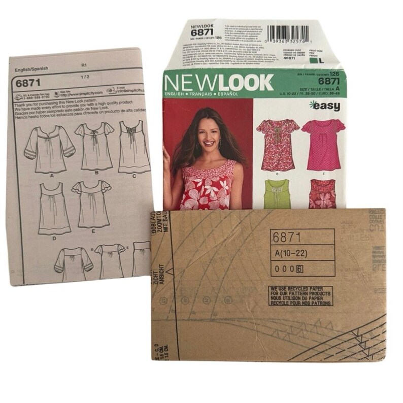 New Look Sewing Pattern 6871 Miss’s’ Sizes 10-22 Tops Various Styles ...