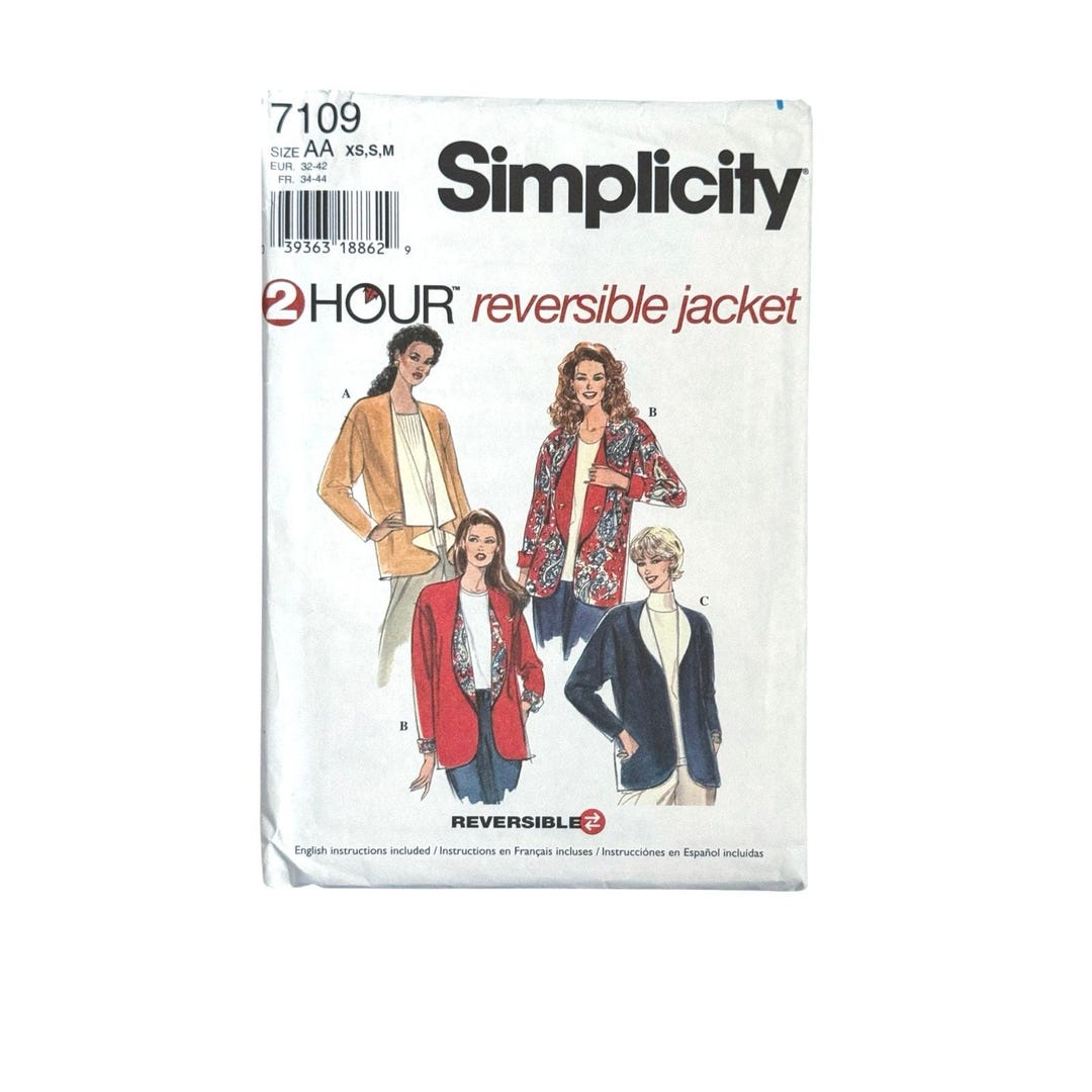 Simplicity Sewing Pattern 7109 Reversible Open Jacket Sizes XS-M Uncut ...