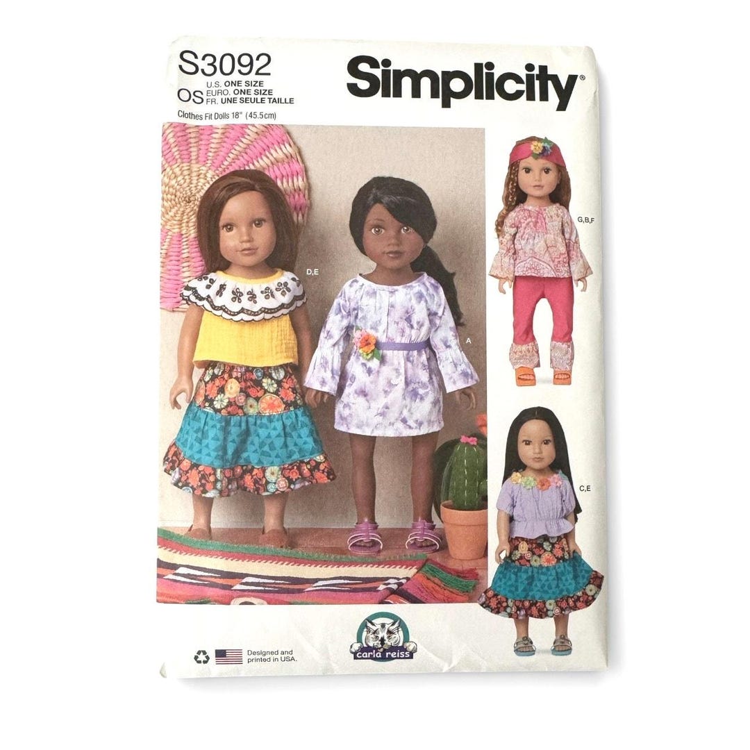Simplicity Sewing Pattern S3092 Doll Clothes Summer for 18” Doll Uncut ...