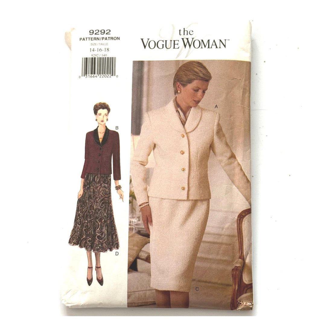 Vogue Woman Sewing Pattern 9292 Misses Jacket and Skirt Sizes 14-18 ...
