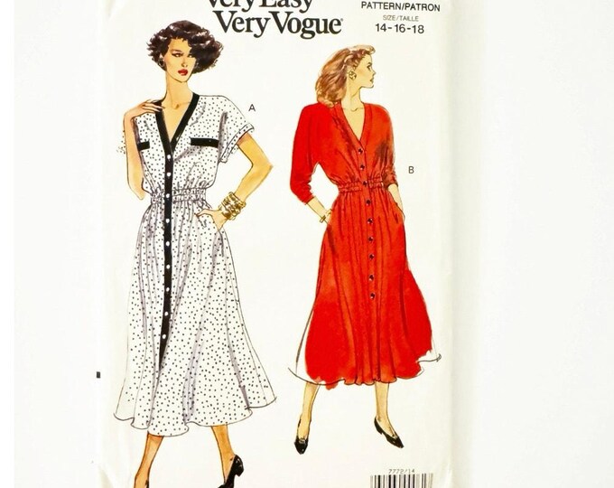 Vogue Vintagesewing Pattern 7772 Misses’ Dresses 14-18 Cap or Long ...