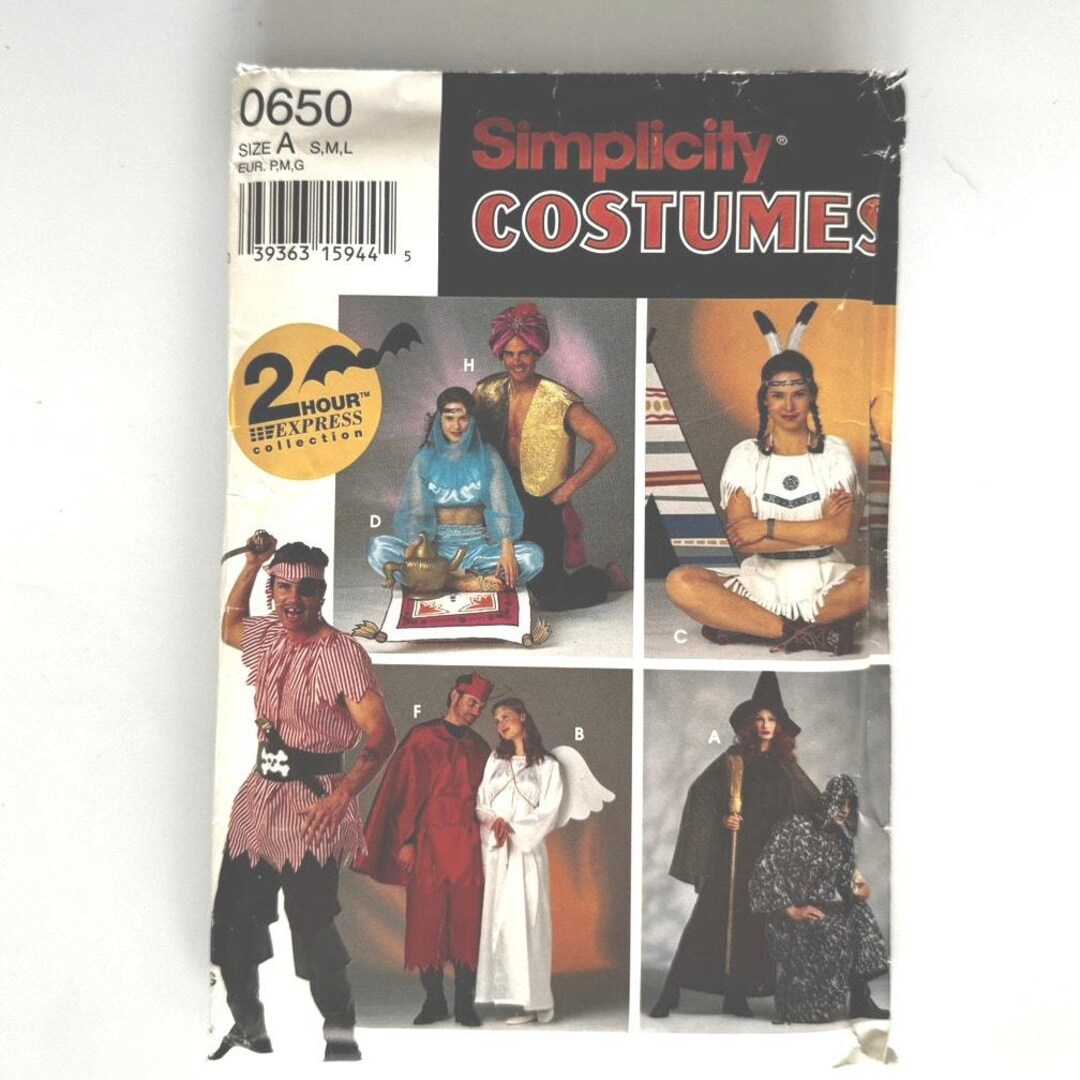 Simplicity Sewing Pattern 0650 Adult Costumes S-L Genie Witch Indian ...