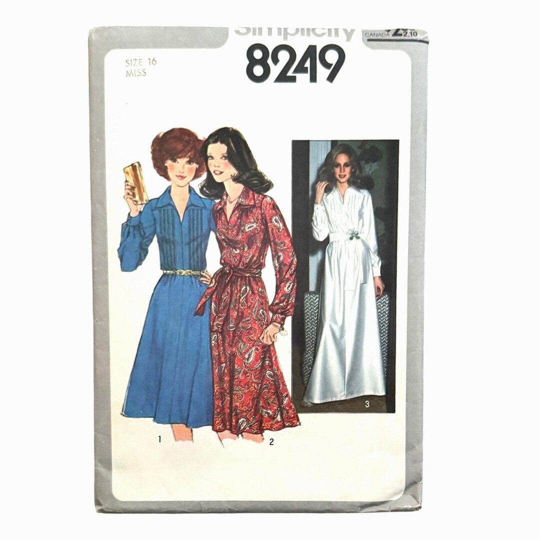 Simplicity Sewing Pattern 8249 Vintage 1977 Misses’ Size 16 Dress Knee ...