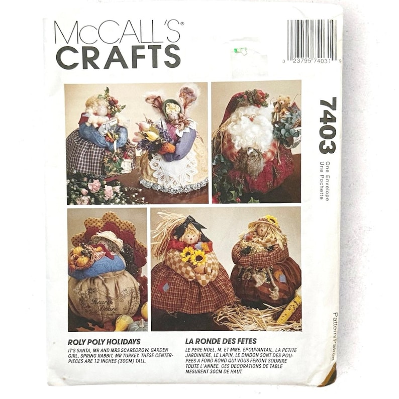 Mccall’s Crafts Sewing Pattern Holiday Decor Scarecrow Turkey Santa 12 ...