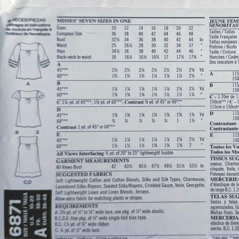 New Look Sewing Pattern 6871 Miss’s’ Sizes 10-22 Tops Various Styles ...