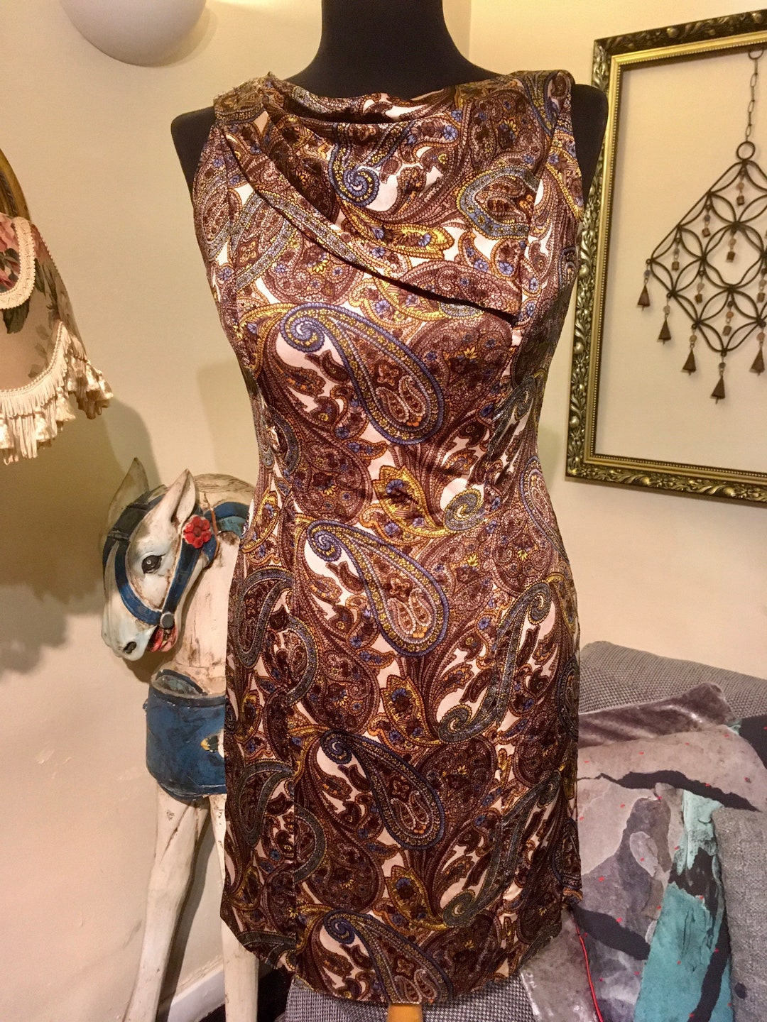 Vintage 70s New Wave Mod Paisley Mini Dress Size 10 Indie Boho - Etsy