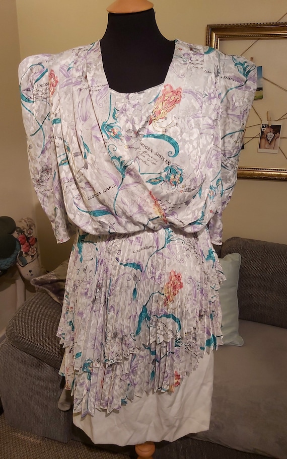 Vintage Funky 80s Dress with Cool Pattern Size 10-12 … - Gem