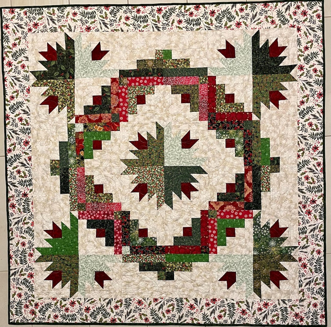 Christmas Cactus Wreath Throw Quilt - Etsy