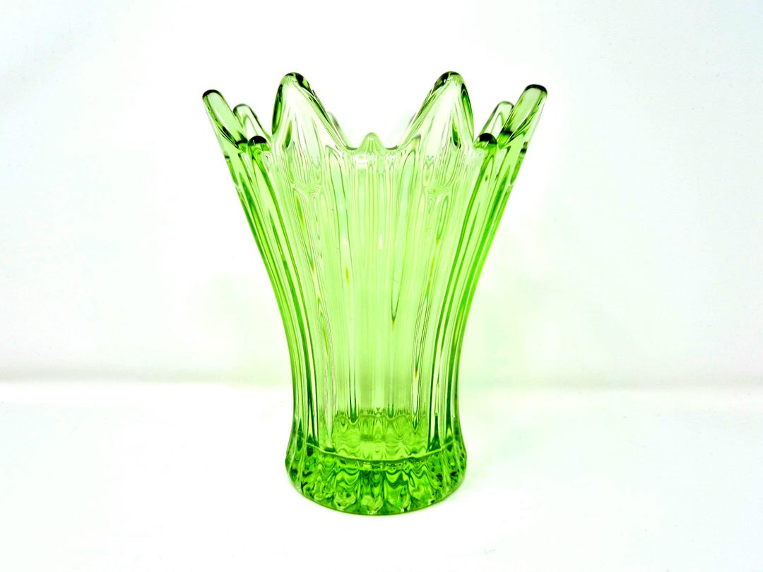 Art Deco Sowerby Glass Vase - 1930s Large Green Glass - Glass Vase ...
