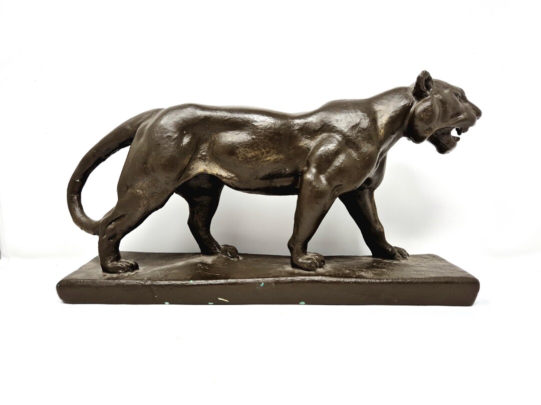 Art Deco Panther - Chalkware Figure - Chalkware Jaguar Tiger ...