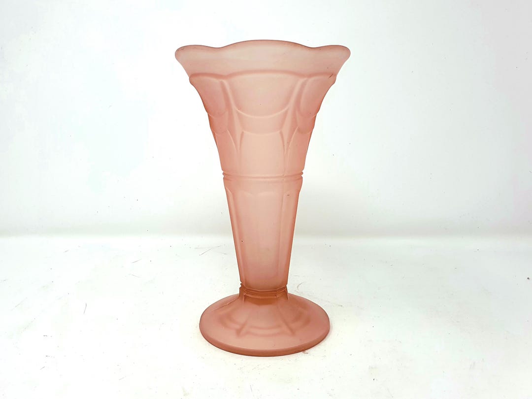 Art Deco Sowerby Pink Glass Vase 1930s Glass Pink Glass Vase Vintage ...