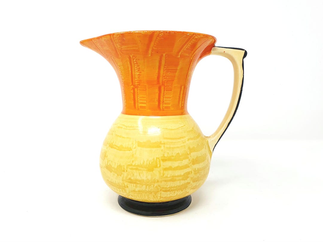 Art Deco Myott Jug Vintage Ceramic 1930s Black Yellow Orange Jug ...
