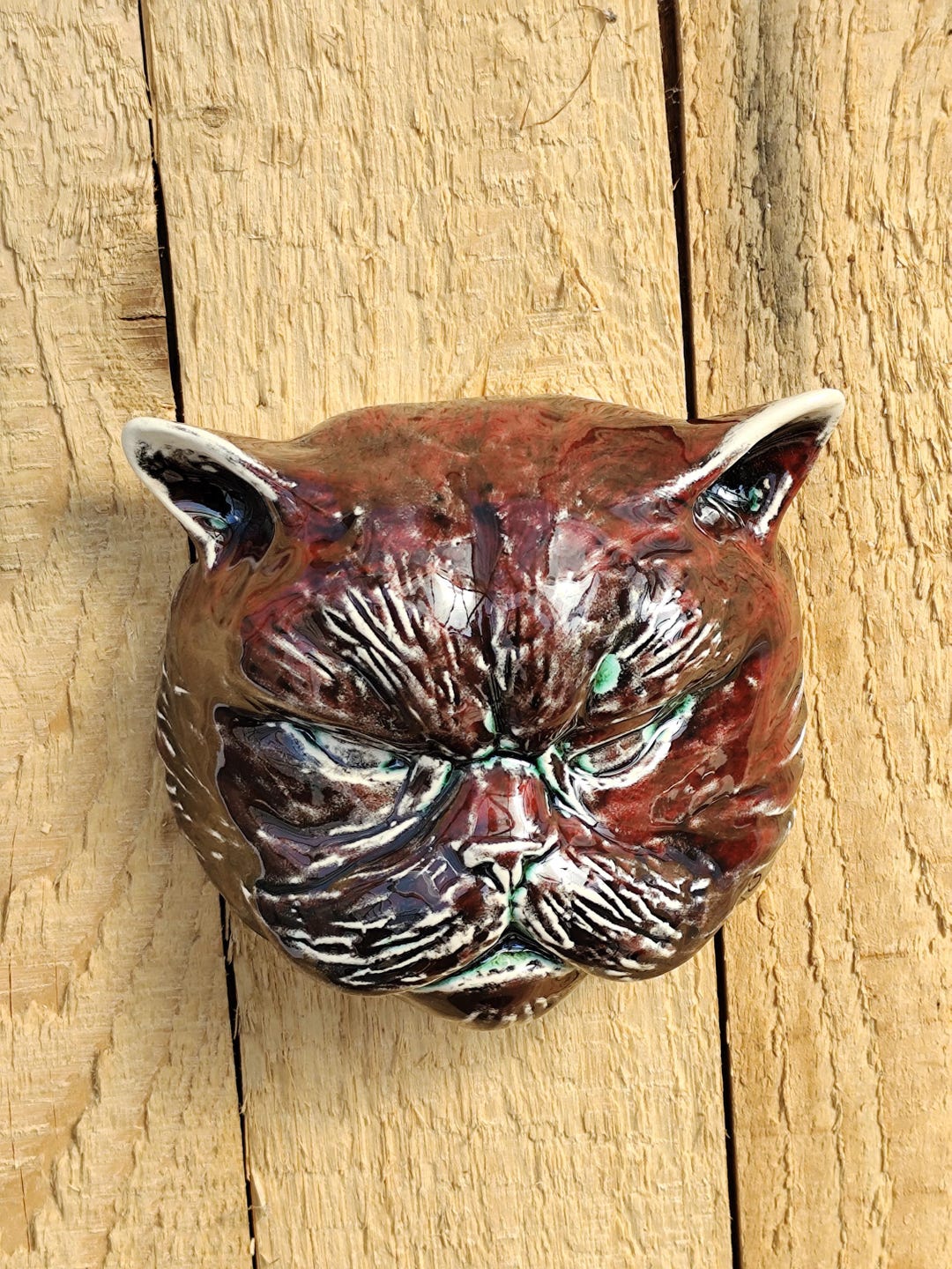 Ceramic Cat Face - Wall Mask, Persian Cat Head, Wall Art, Ceramic Art ...